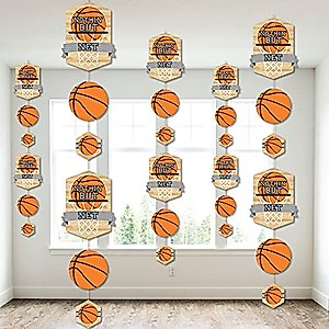 Big Dot of Happiness Nothin’ but Net - Basketball - Baby Shower or Birthday Party DIY Dangler Backdrop - Hanging Vertical Decorations - 30 Pieces