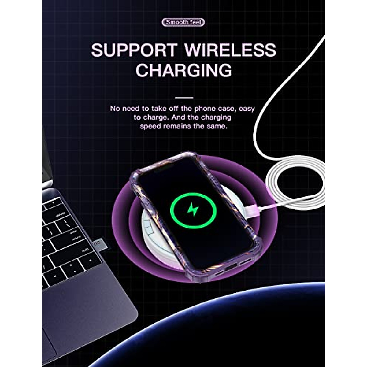 LONTECT iPhone 13 Pro Max Case - 6.7" Marble Shockproof Heavy Duty Cover for Girls & Women, Dark Purple