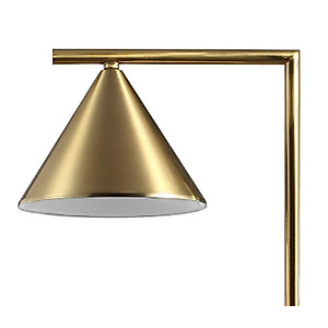 JONATHAN Y JYL3062A Chelsea 60" Metal/Marble Cone Shade LED Floor Lamp Modern,Contemporary,Transitional for Bedrooms, Living Room, Office, Reading, Brass/Black