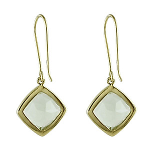 Carillon Stunning Green Amethyst Natural Gemstone Cushion Shape Drop Dangle Engagement Earrings 925 Sterling Silver Jewelry | Yellow Gold Plated