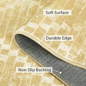 GAOMON Washable Area Rug Modern Geometric Living Room Rug Non-Slip Stain Resistant Contemporary Diamond Accent Rug Indoor Floor Carpet for Bedroom Entryway Laundry Room, 4' x 6', Taupe