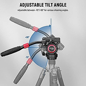 NEEWER Video Tripod Fluid Head with Quick Release Plate Compatible with Manfrotto, Telescopic Handle & Panorama Scaled Base (⌀55mm), Max Load 13.2lb/6kg, Heavy Duty for DSLR Video Cameras, GM001