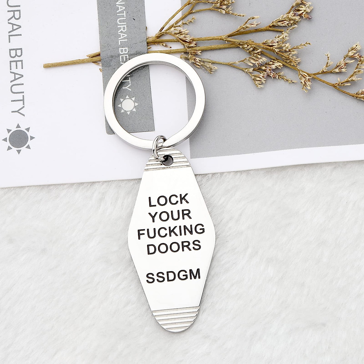 MYOSPARK Lock Your Fucking Doors Hotel Motel Keychain My Favorite Murder SSDGM Motel Style Keychain SSDGM True Crime Gift (Lock Doors Hotel KC)