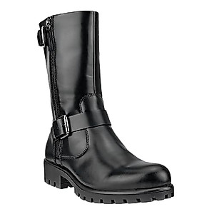 ECCO Women's MODTRAY Moto Boot Mid Calf, Black, 8-8.5