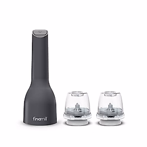 FinaMill – Award Winning Battery Operated Pepper Mill & Spice Grinder in One, Adjustable Coarseness, Ceramic Grinding Elements, One Touch Operation with LED Light, includes 2 Quick-Change ProPlus Pods