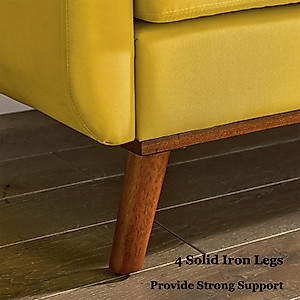 CHUNLY Lovesat Sofa, 53" Mid Century Modern Love Seat Couches for Small Spaces, Bedroom and Living Room, Button Tufted Upholstered Small Loveseat Sofa for Office, Apartment (Yellow)