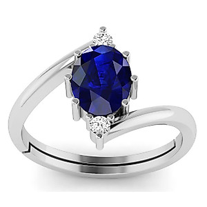 LMDPRAJAPATIS Natural Blue Sapphire 8.00 Carat Gemstone Beautiful 925 Sterling Silver Ring For Men And Women's