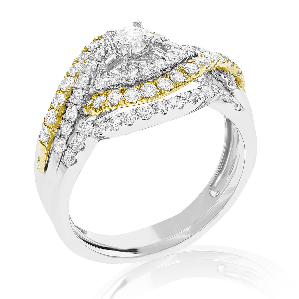 Vir Jewels 1 cttw Diamond Wedding Engagement Ring Set 14K Yellow Gold Curve Bridal Size 7