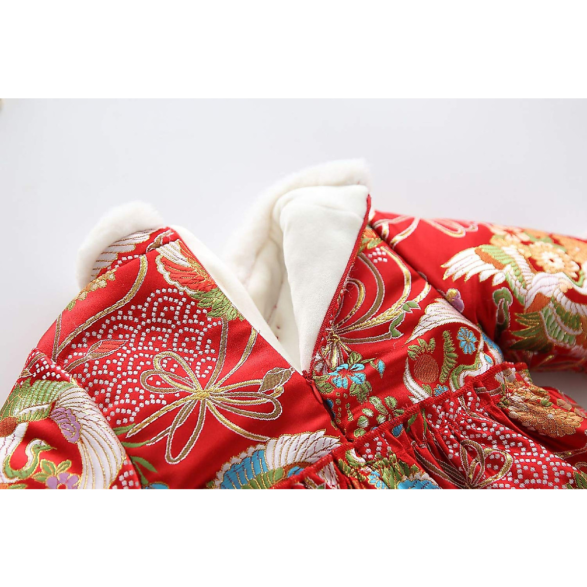 Quenny Girls' Cheongsam Dress,Baby-Girls' Thickened Chinese Style Princess Dress,Babys' New Year's Dresses. (Swan Print, Small(3-6M))