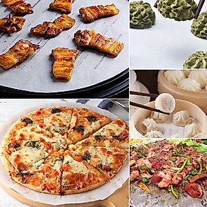 100Pcs Non-stick BBQ Barbecue Tin Foil Paper,11inch Baking Parchment Paper Sheets Round Paper for Baking Cakes, Cooking, Air Fryer Steaming, Bread Cup