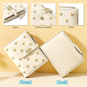 YINHEXI Women's Wallet, Faux Leather, Off White, Water Resistant, 5 Card Slots, 1 Cash Slot, 1 ID Window, 1 Zipper Coin Pocket, Portable, Fashionable, 4.53.71.2 Inch