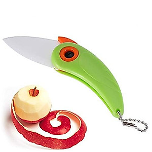 TOPINCN Ceramic Paring Knife Mini Kitchen Fruits Vegetable Ceramic Folding Handle Pocket Knife Camping Knives Cutting Tools 4 Colors (Green)