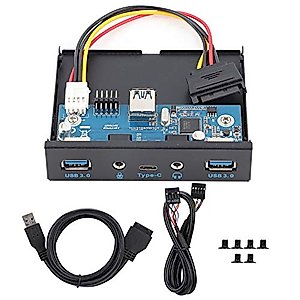 4071-3008 Soft Drive Front Panel 5Gbps, 3.5Inch USB 3.1 Floppy Disk Drive Front Panel, Type C Interface Plugged, High Fidelity Audio Interface with a Separate Switch