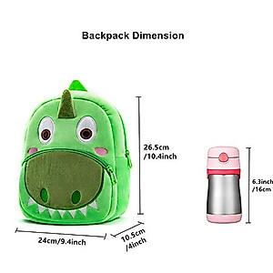 NICE CHOICE Cute Toddler Backpack Toddler Bag Plush Animal Cartoon Mini Travel Bag for Baby Girl Boy 2-6 Years(Green Dinosaur)