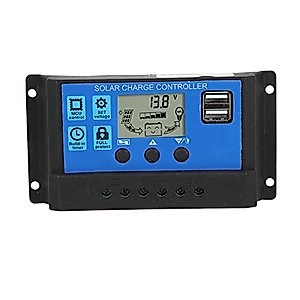 30A Solar Panel Controller, 3 Level PWM Control Charging LCD Display Efficient Multi Protections Solar Charge Regulator Universal for 12V/24V Solar Panels