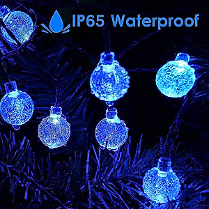 Halloween Solar Lights Outdoor Waterproof - 50 LED String Lights With 8 Lighting Modes, 7M/24 Ft for Tree, Garden, Patio, Party, Festival (Blue)