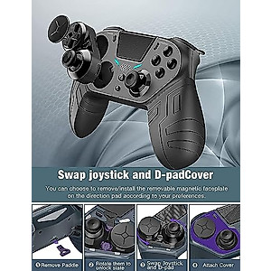 【April 2023 Newly Updated Version】 TJPD Wireless Game Set with 3 programmable Back Buttons and 1 Sensitivity Control Back Button (Black)
