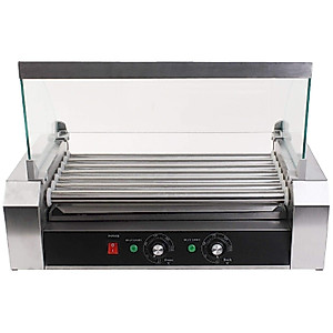 New Commercial 18 Hot Dog Hotdog 7 Roller Grill Cooker Machine w/ Cover