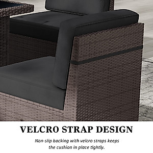 LayinSun Outdoor Patio Furniture Set 6 Pieces Sectional Conversation Sofa Set Brown Rattan Sofa Set with Coffee Table