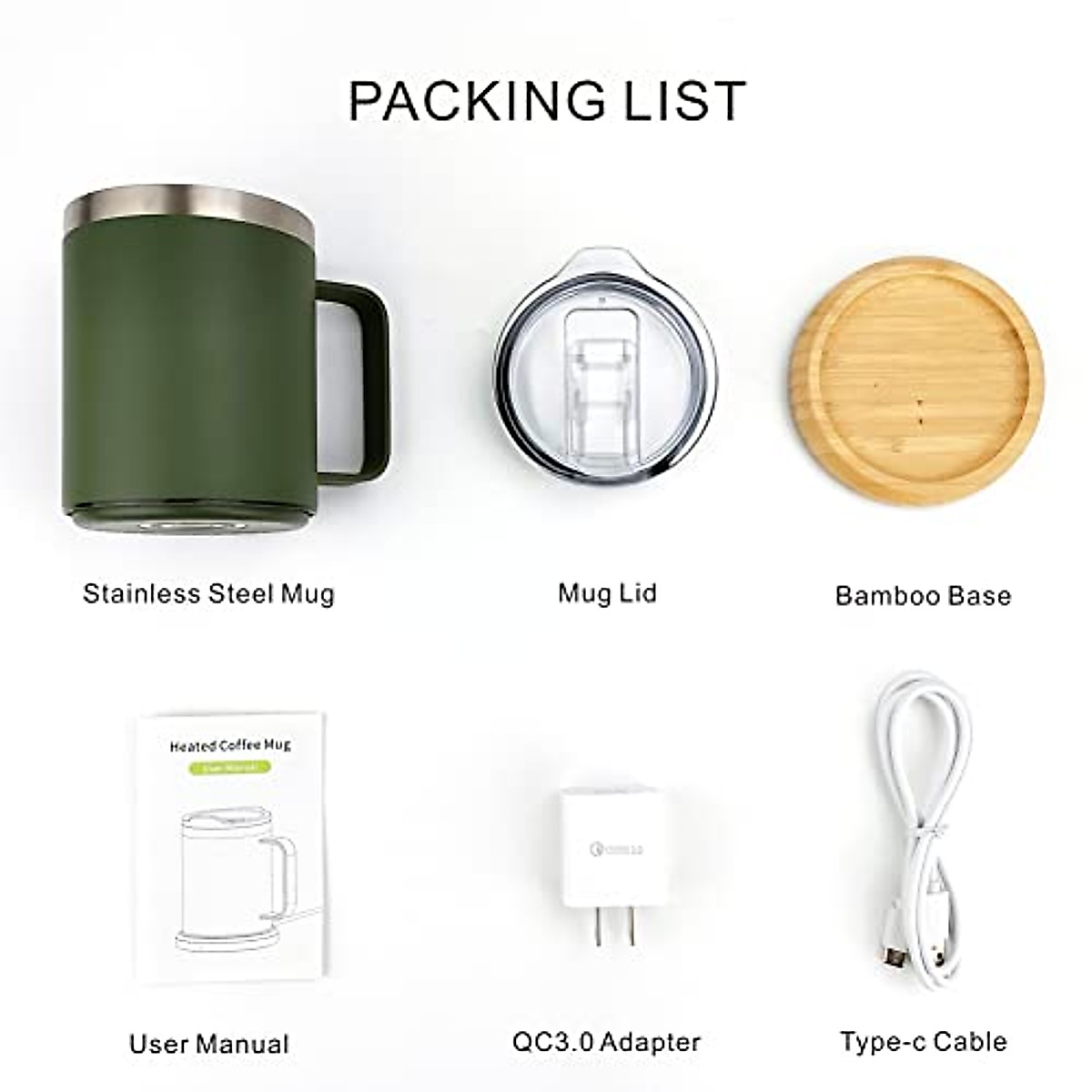 131℉ Self Heating Coffee Mug,Coffee Warmer with Mug Set,USB Powered Electric Heated Coffee Mug,Coffee Cup Heated for Desk Home & Office,Coffee Gifts(12oz Green)