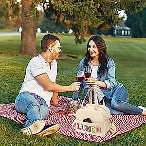 LUCKIPLUS Lunch Bag for Women Personalized Insulated Lunch Box for Adults with Adjustable Shoulder Strap Reusable Freezable Lunchbox Cooler Tote for Office Work Picnic Beach (Beige)