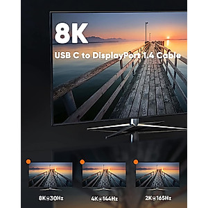 CableCreation USB C to DisplayPort 8K Adapter, 40G Type C to Display Port,USB-C to DP 1.4 [8K@60Hz, 4K@144Hz] HDR, Thunderbolt 4/3 Compatible with Valve Index, MacBook, iPhone 15, XPS, Oculus Rift S