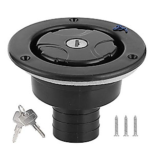 Gorgeri Black Fresh Water Fill Hatch Inlet Round Water Inlet Fill Lock Tank Filling Port W/Key for RV Yacht Camping Suitable for Yacht Camper Trailer(Black)
