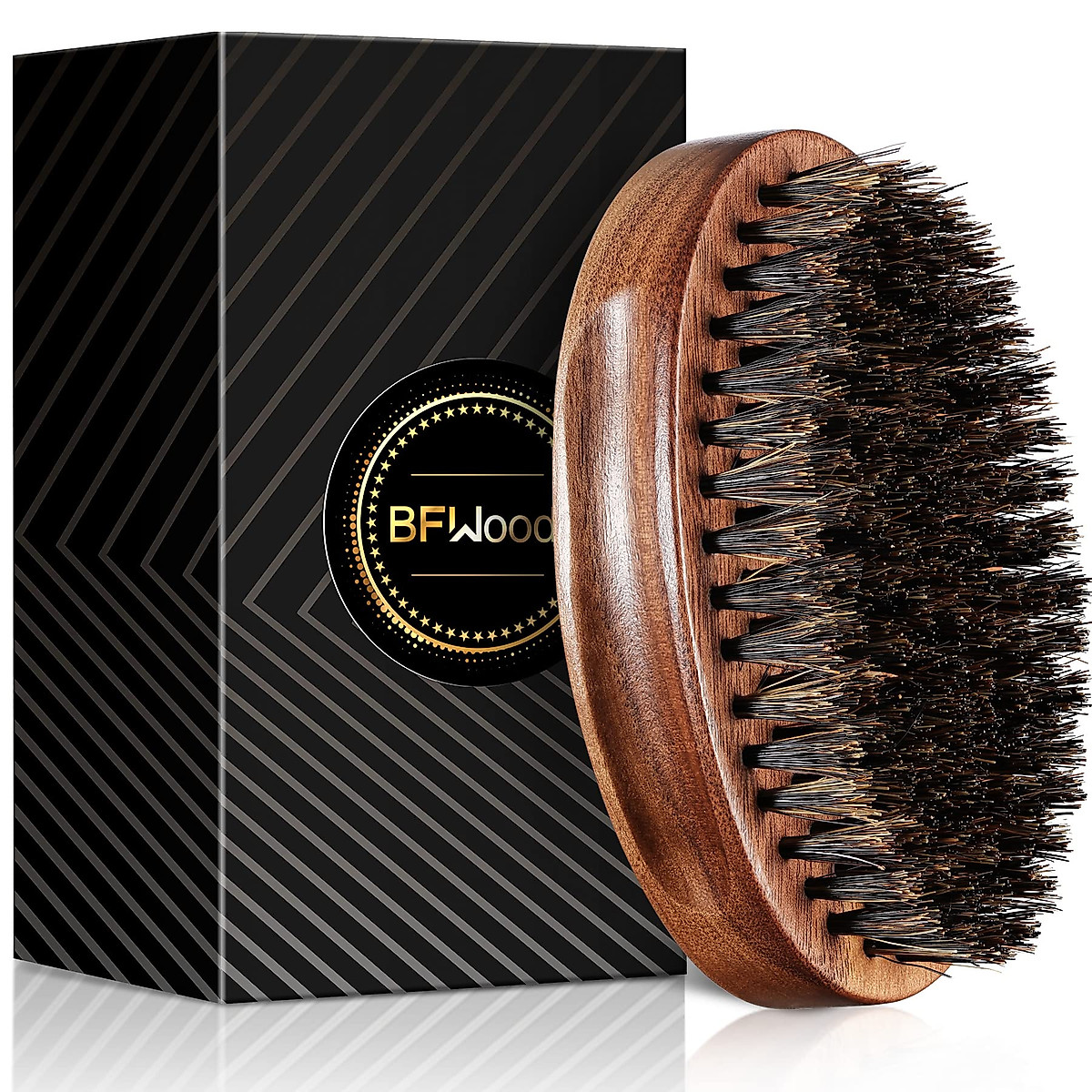 BFWood Boar Bristle Beard Brush for Men - Black Walnut Wood
