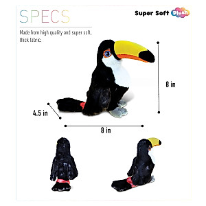 DolliBu Toucan Plush - Super Soft Toucan Stuffed Animal, Cute Tropical Rainforest Animals Figures Bird Plush Toy for Boys and Girls, Adorable Toucan Bird Toy for Kids, Teens, and Adults - 8 Inches