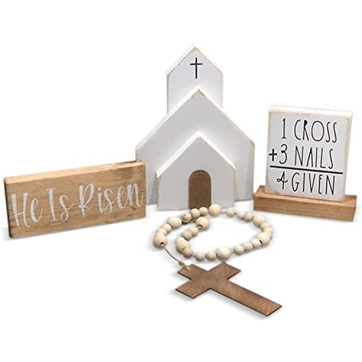 UUPOI Jesus Tomb - Easter Tray, Wooden Easter Jesus Sign Tiered Tray Decorations, Resurrection Scene Set - Easter Decor for Indoor Home Table Mantle Office