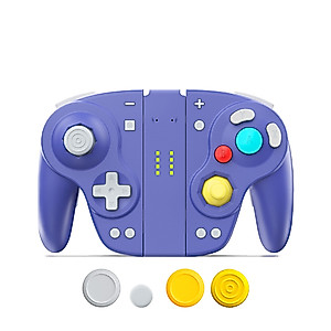 miknok DOYOKY Joypad Controller for Switch/Switch OLED, Retro Gamecube Style Wireless Replacement, Switch Controllers with Replaceable Thumbsticks/Map Button/Turbo/6-Axis Gyro/Vibration(Purple)