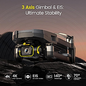 Holy Stone HS720R 3 Axis Gimbal GPS Drones with Camera for Adults 4K EIS; FPV RC Drone, Foldable Quadcopter with 10000 Feet Video Transmission Control Range, Brushless Motor, Follow Me, Auto Return