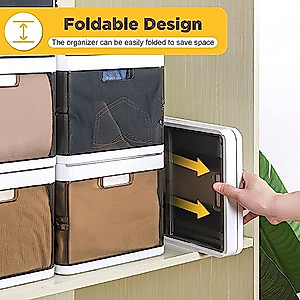 Homde Wardrobe Clothes Organizer for Jeans, 3 Pack Stackable Foldable Closet Drawer Organizer Storage Box Bin for Sweater, Bra, Underwear, T-shirts, Socks, with Cover and Handle, Plastic