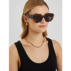 AIEYEZO Oversized Cat Eye Sunglasses for Women Cute Oval Thick Frame Cateye Sun Glasses Chic Retro Style Shades (Tortoise)