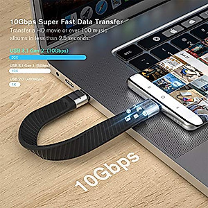 LamToon Short USB C to USB C Cable, USB 3.2 Gen 2 Type C Cable 10Gbps Data Transfer 100W PD Fast Charge Cable FPC Design, 4K@60Hz Video Output, Thunderbolt 3 Compatible for MacBook Pro, iPad Pro