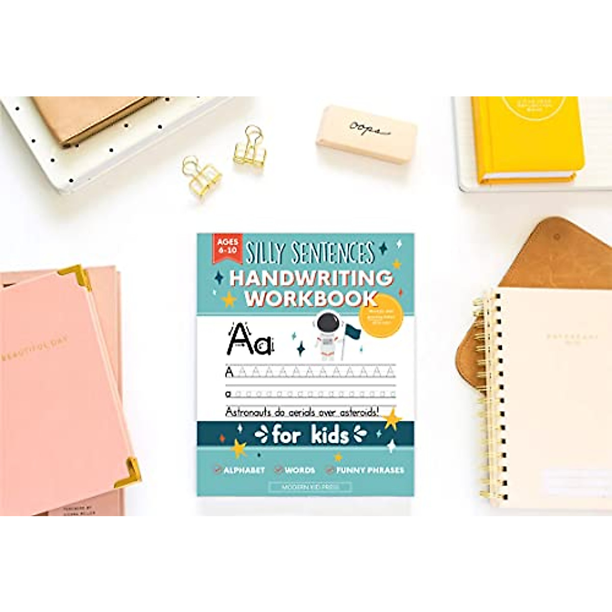 Handwriting Practice Book for Kids (Silly Sentences): Penmanship and Writing Workbook for Kindergarten, 1st, 2nd, 3rd and 4th Grade: Learn and Laugh by Tracing Letters, Sight Words and Funny Phrases