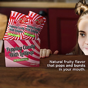 Happiness USA 50 PCS Popping Candy with Fun Dip Lollipop - All Natural No Artificial Colors or Flavors Pop Rocks Candy | Individually Wrapped Kosher Pareve Candy Pop | Non Dairy Pop Rocks Strawberry