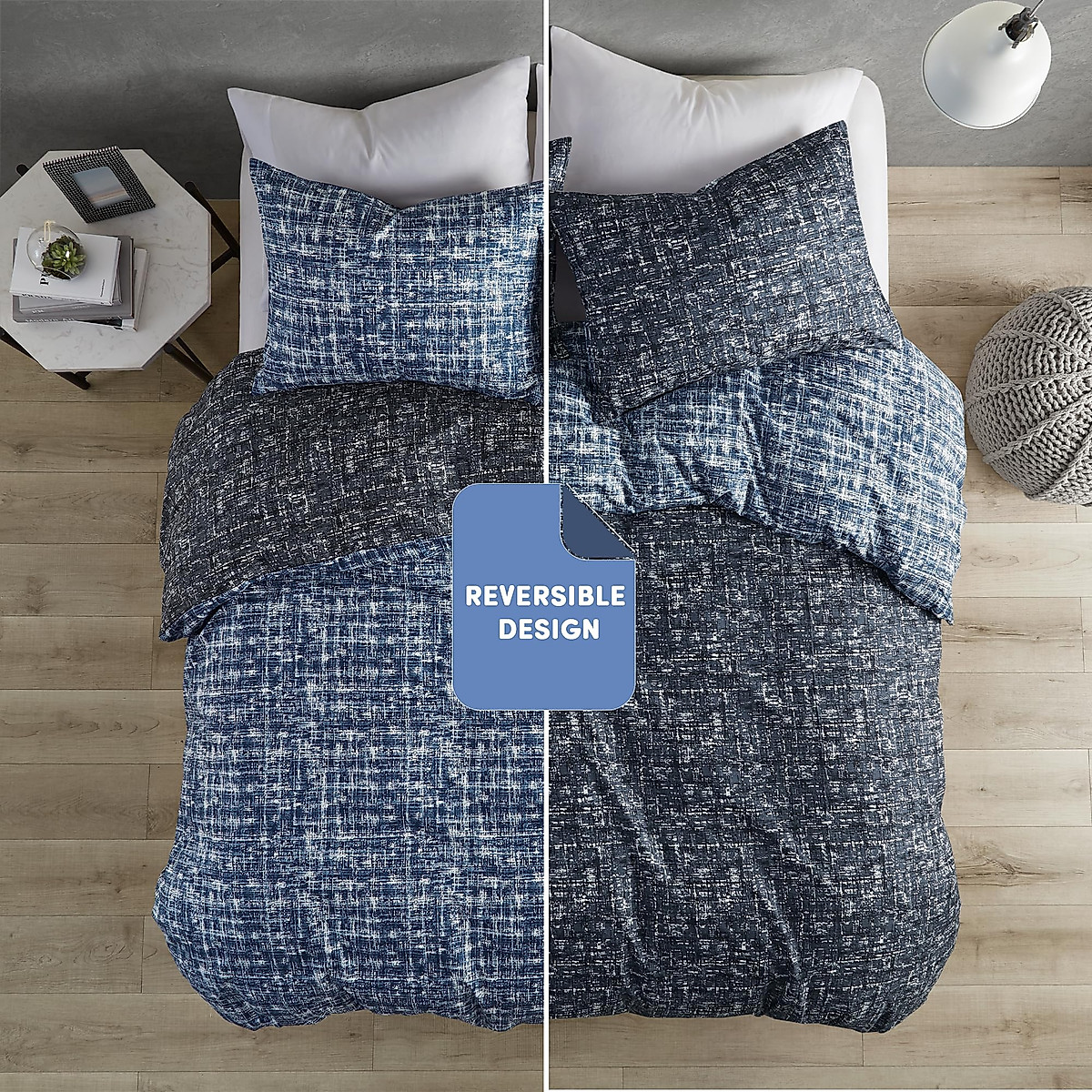 Comfort Spaces Twin Comforter Set - Blue Dorm Bedding for All Season, Ultra Soft 2 Pieces Reversible Comforter with 1 Matching Sham,Easy Care, Machine Washable, Twin/Twin XL