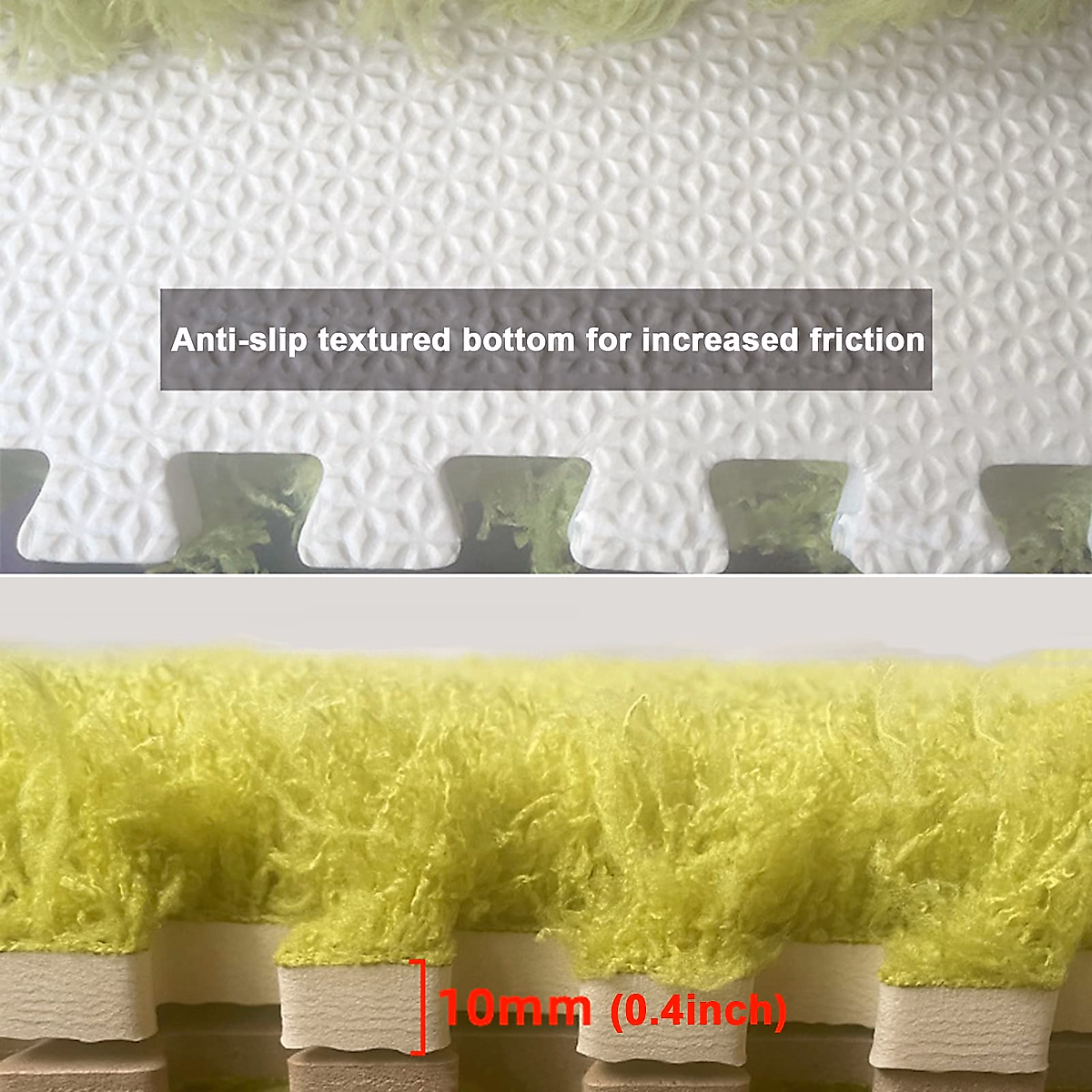 12 Tiles / 12 Sq.Ft / 12 Pcs Interlocking Carpet Tiles, Plush Foam Square Floor Mats, Puzzle Floor Mat for Living Room, Bedroom(Color:Blue+Grey)