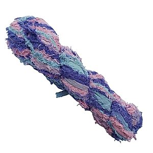 Recycled Cotton Frizz Ribbon,Weaving,Crochet, Cotton Yarn, Cotton Ribbon,Raw Edge Ribbon,Wrapping 100 Gram Hank Blue Pink Mix Color(1 Hank) (Blue Pink)