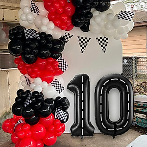 Race Car Number 1 Balloons,40 Inch Racing Car 1st Birthday Balloons Two Fast Balloon Race Track Black 1 Balloon Number for Cars Theme Birthday Party