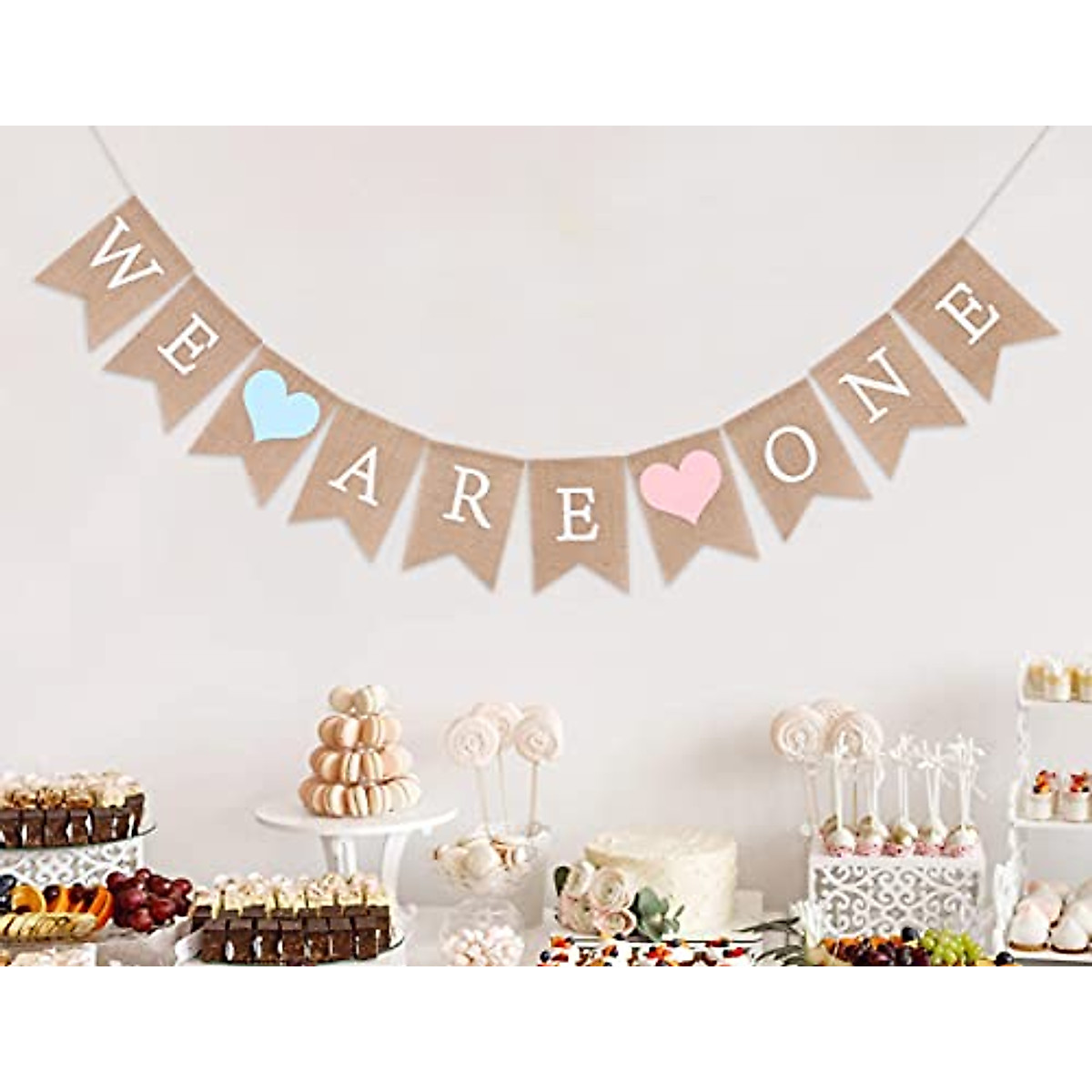 Twins Banner for 1st Birthday - We Are One Banner, Twins Birthday Party Banner, Twins Frist Birthday Decor, Girls Boys First Birthday Decoration,Photo Prop