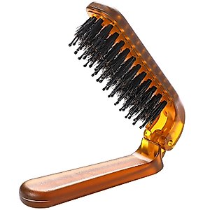 Sliverdew Hair Brush, Foldable Mini Boar Bristle Travel Hair Brush for Women and Men, Small Mini Compact Hairbrush Pocket Size Comb for Any Hairstyles, Restore Hair Shine, Beard Brush