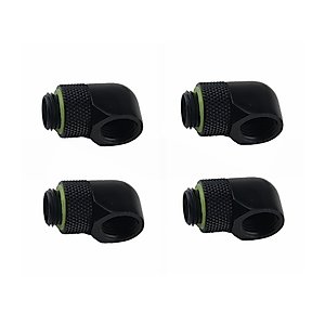 BXQINLENX Black G 1/4" Male to Female 90° Rotary Enhance Multi-Link Adapter Fitting for Computer Water Cooling System(4 PCS)
