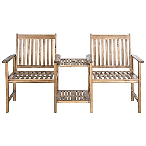 SAFAVIEH Outdoor Collection Brea Teak Brown Seat Bench
