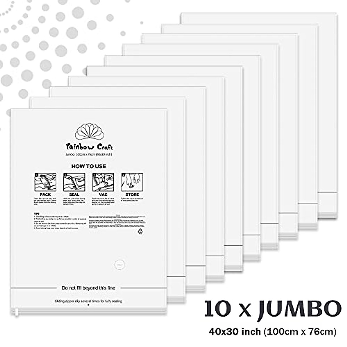 Rainbow Craft Vacuum Storage Bags Jumbo & Medium,20 Pack
