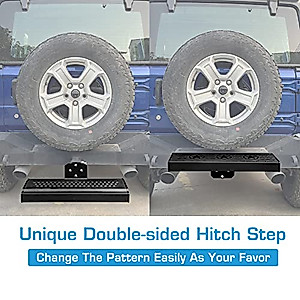 Heavy Duty Trailer Tow Hitch Steps (Large), 2'' Hitch Mounted Step and Bumper Protection fit for SUV/Pickup Truck/Van, Double-Sided Use Non-Slip Pattern with Pin Lock & U-Bolts Stabilize