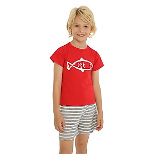 Mud Kingdom Toddler Boys Short Clothes Sets Beach Outfits Holiday 24 Months Red