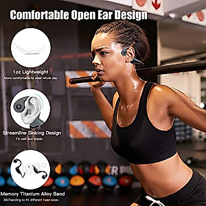 Bone Conduction Headphones - Bluetooth Open Ear Sport Headphones with Mic - Sweat Resistant Wireless Headphones for Running Workout - Bone Induction Bluetooth Headset Earphones up to 8h Playtime