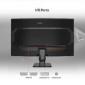 GIGABYTE GS27QC 27" 165Hz 1440P Curved Gaming Monitor, 2560 x 1440 VA 1500R Display, 1ms (MPRT) Response Time, HDR Ready, FreeSync Premium, 1x Display Port 1.4, 2X HDMI 2.0,Black